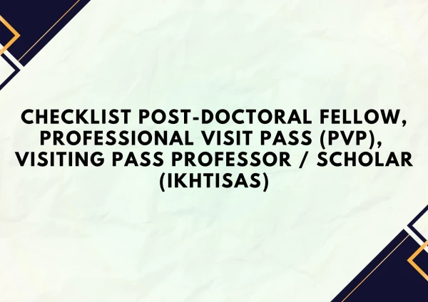 IIUM Research | Checklist Post-Doctoral Fellow, Professional Visit Pass ...